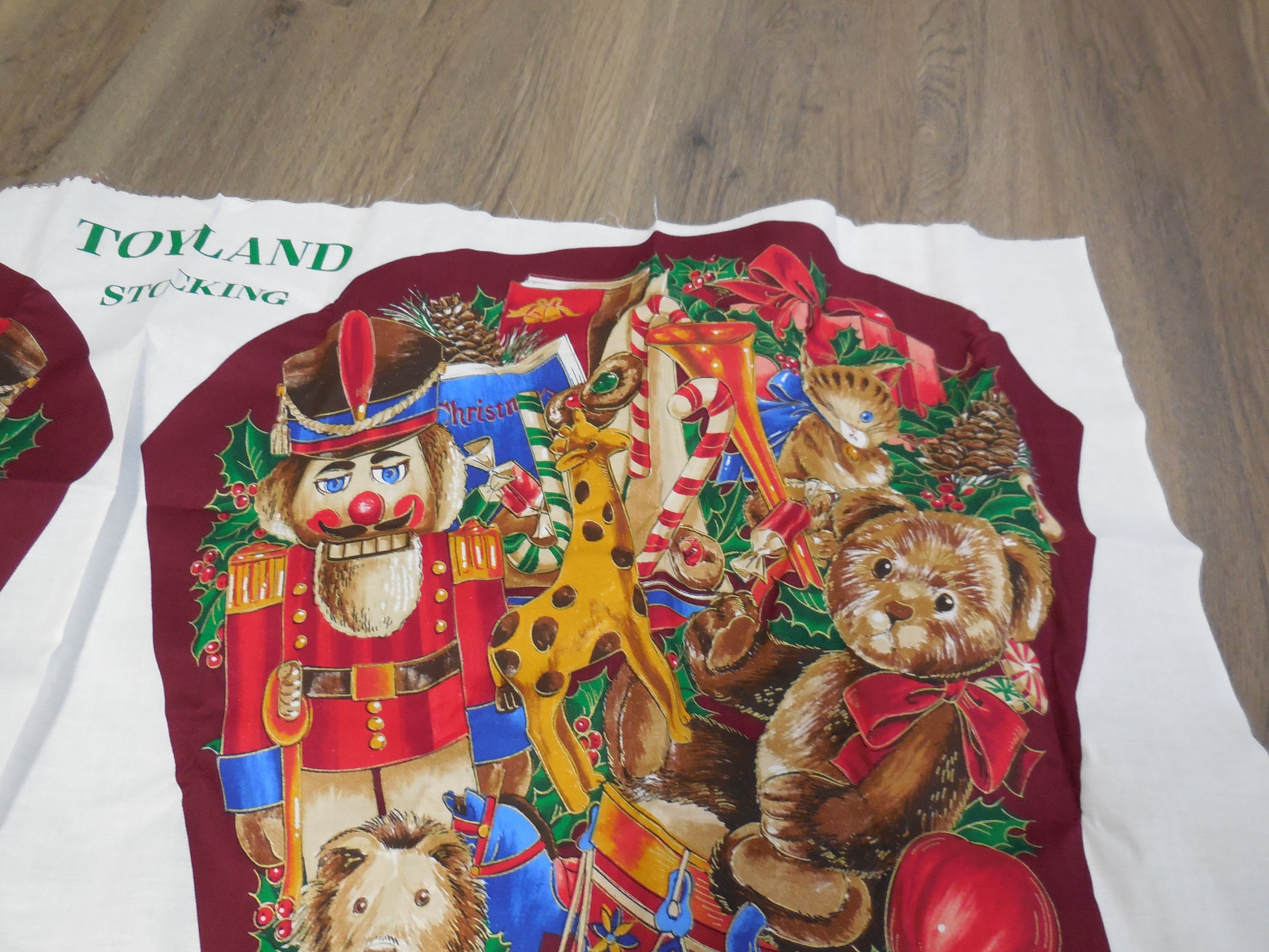 Vintage Cranston Jumbo Christmas Stocking Toyland Fabric Craft Panel - Etsy