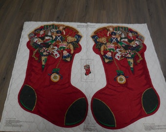 Vintage Cranston Jumbo Christmas Stocking Cut Craft Panel Toyland ...