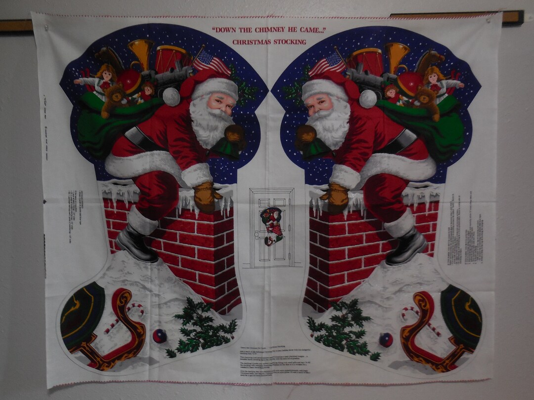 Vintage Cranston Santa's Visit Jumbo Christmas Stocking Craft Panel - Etsy