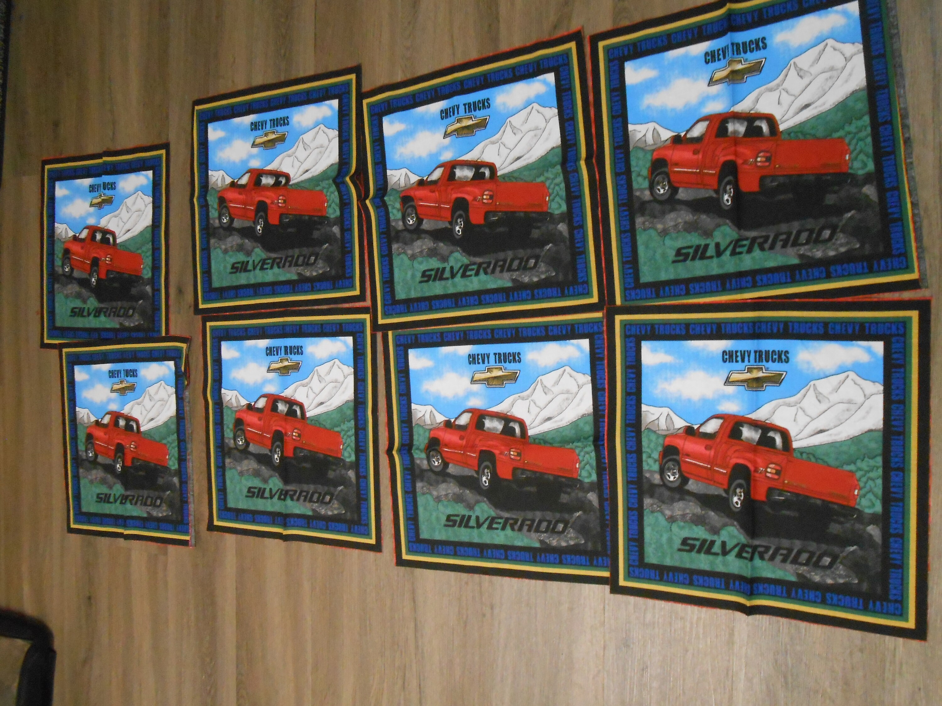 CHEVY SILVERADO TRUCK S10 Chevrolet Quilt Pillow Blocks Cut Cotton ...