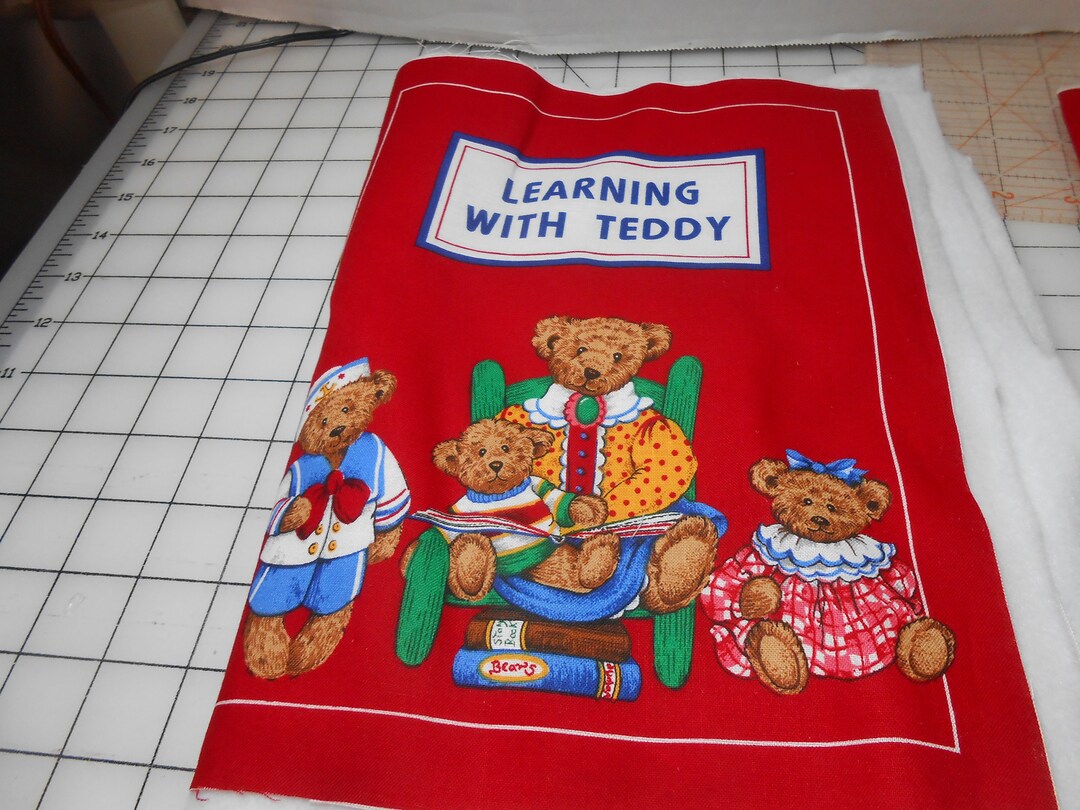 Vintage Learning With Teddy Cloth Book Fabric Craft Panel - Etsy