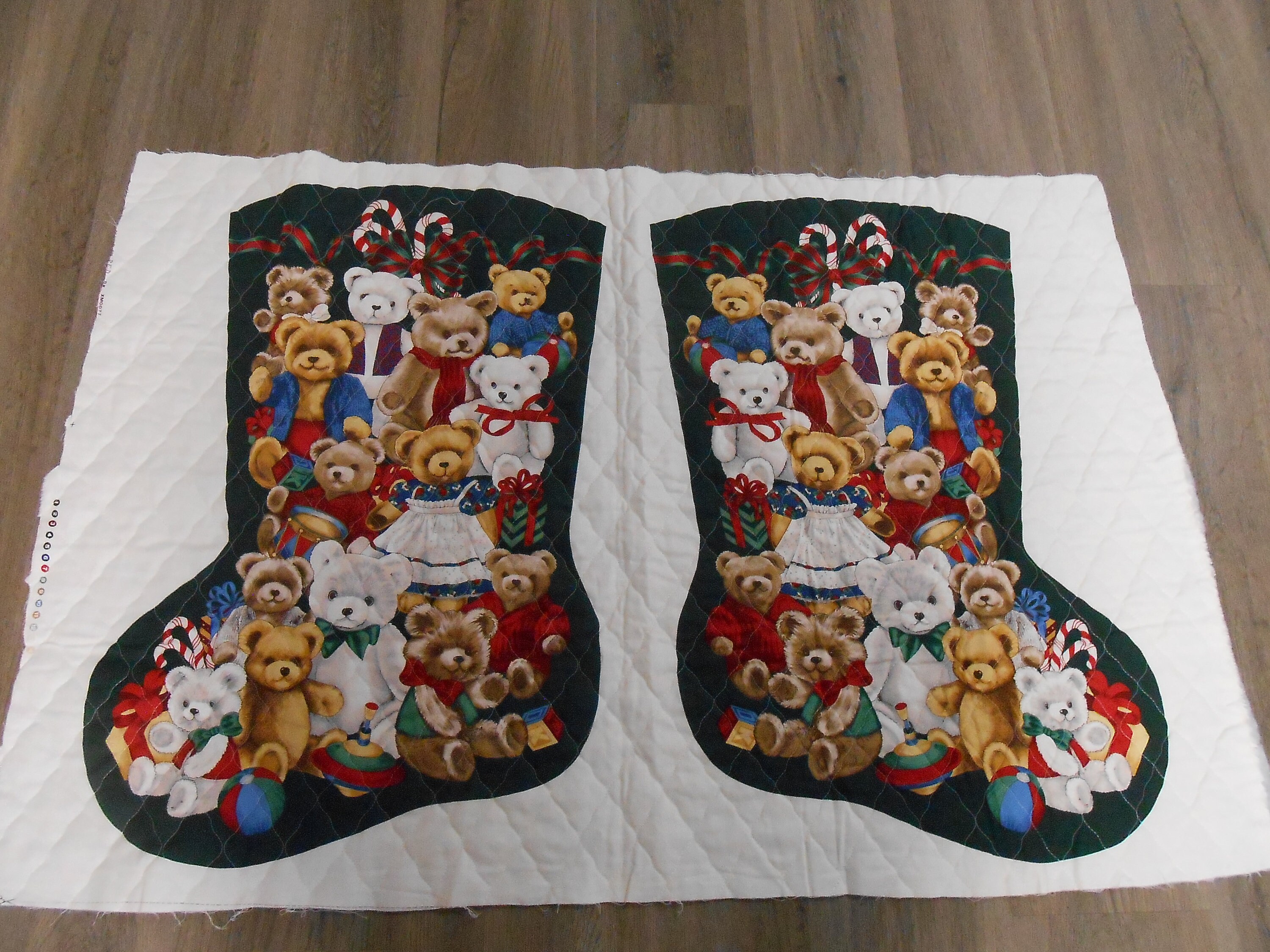 Vintage Jumbo Teddy Bear Stocking Craft Panel Quited - Etsy