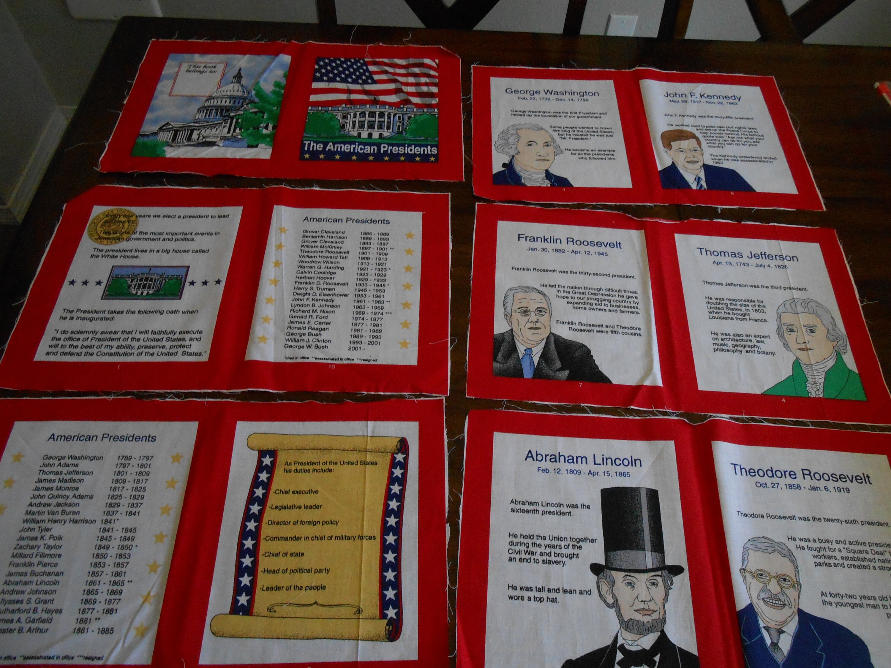 Vintage Book of American Presidents Cloth Book Fabric Craft Panel - Etsy