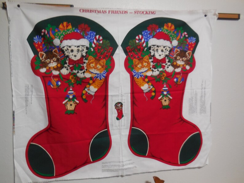 Vintage Cranston Jumbo Christmas Stocking Craft Panel Christmas Friends ...