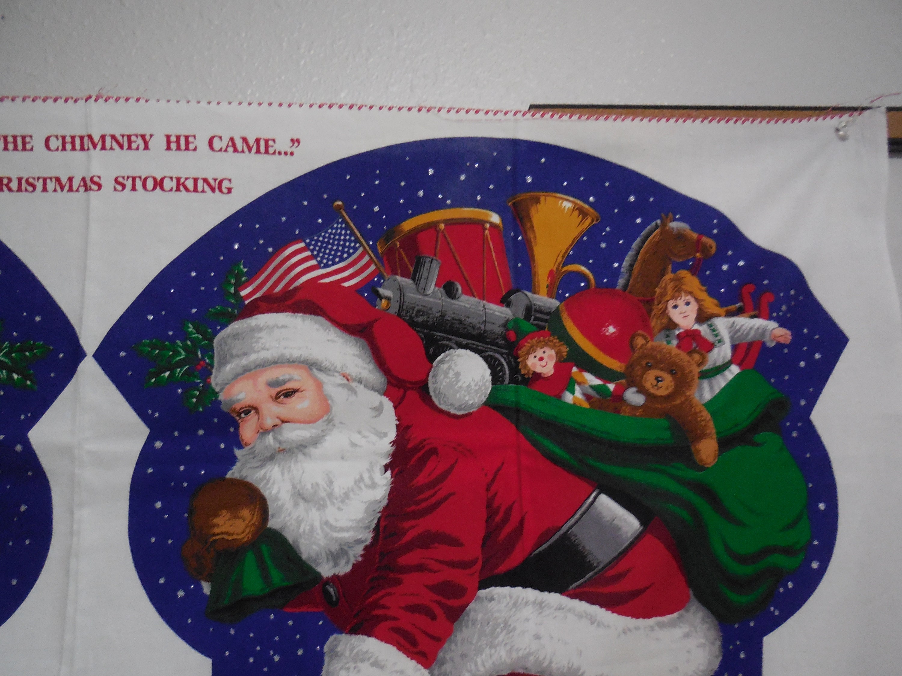 Vintage Cranston Santa's Visit Jumbo Christmas Stocking Craft Panel - Etsy