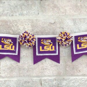 Louisiana State University Small 7 Flag Pennant Banner-pom Pom Bunting ...