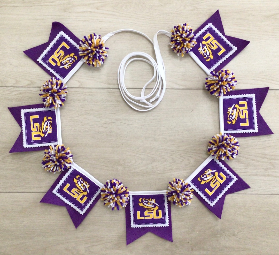 Louisiana State University Small 7 Flag Pennant Banner-pom Pom Bunting ...