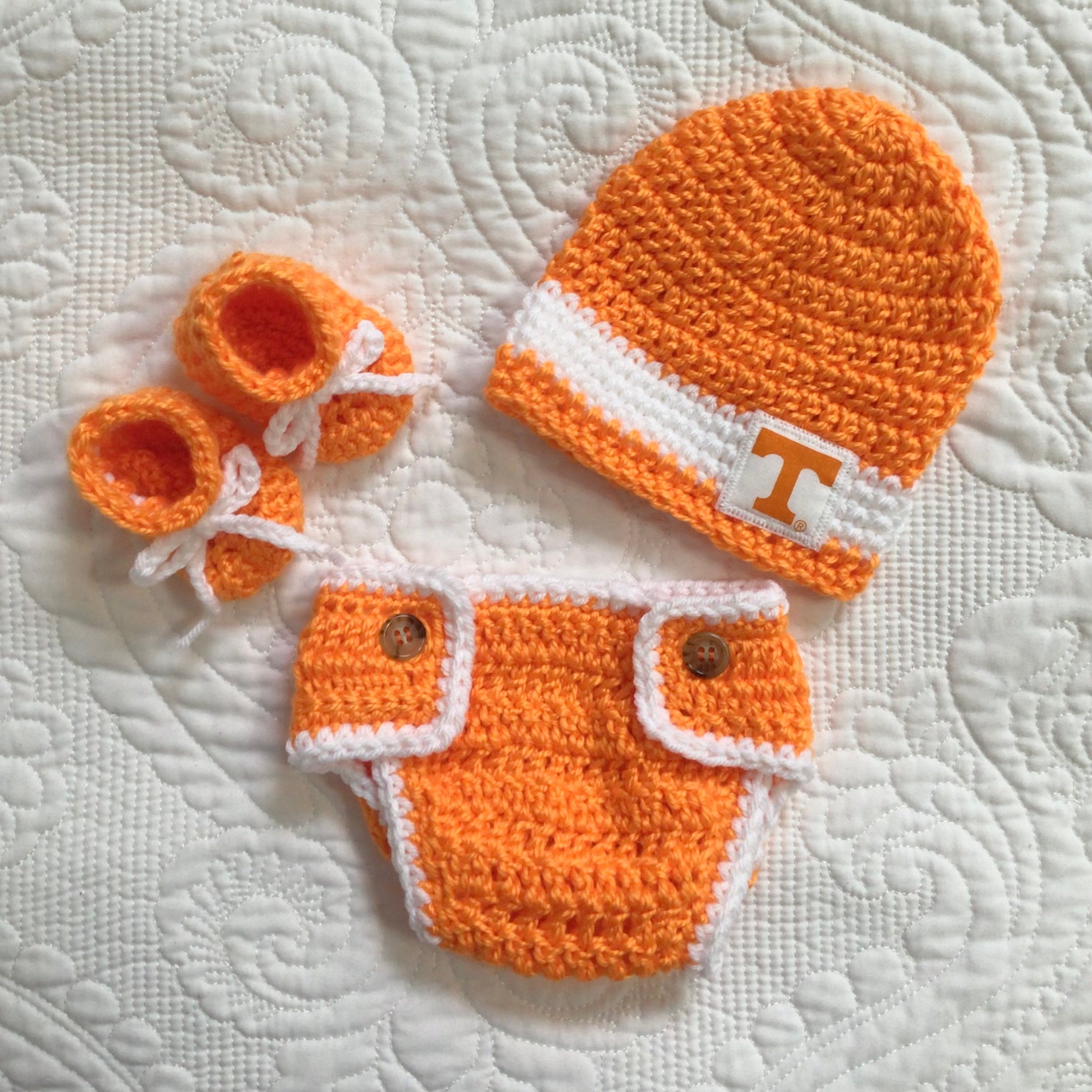 Tennessee Volunteers Baby Boy Hat, Diaper Cover, and Booties - Etsy