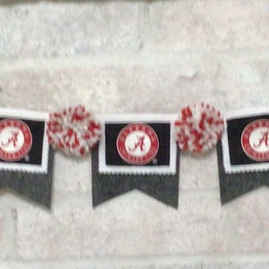 University of Alabama Small 7 Flag Pennant Banner-pom Pom Bunting-wall ...
