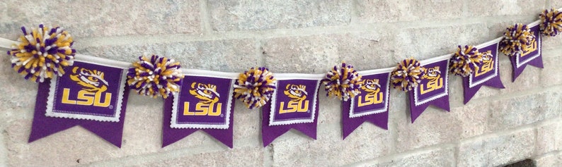 Louisiana State University Small 7 Flag Pennant Banner-pom Pom Bunting ...