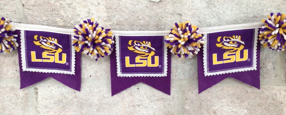 Louisiana State University Small 7 Flag Pennant Banner-pom Pom Bunting ...