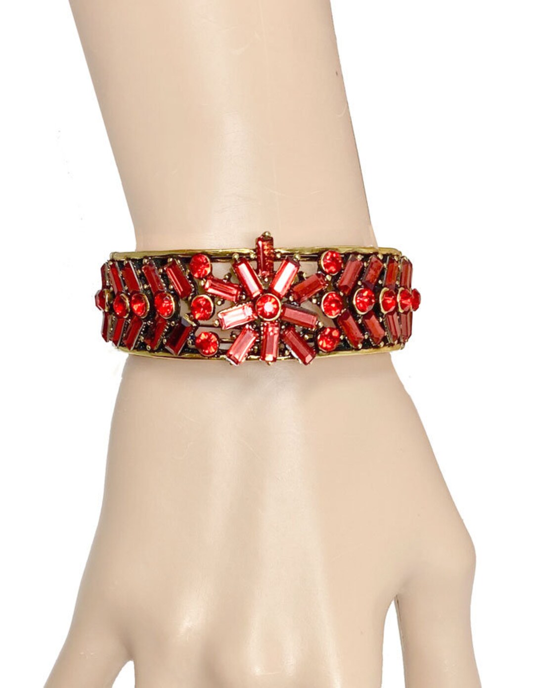 Vintage Early 2000s Red Tube Seed Beads Flexible Cuff Bracelet Antique ...