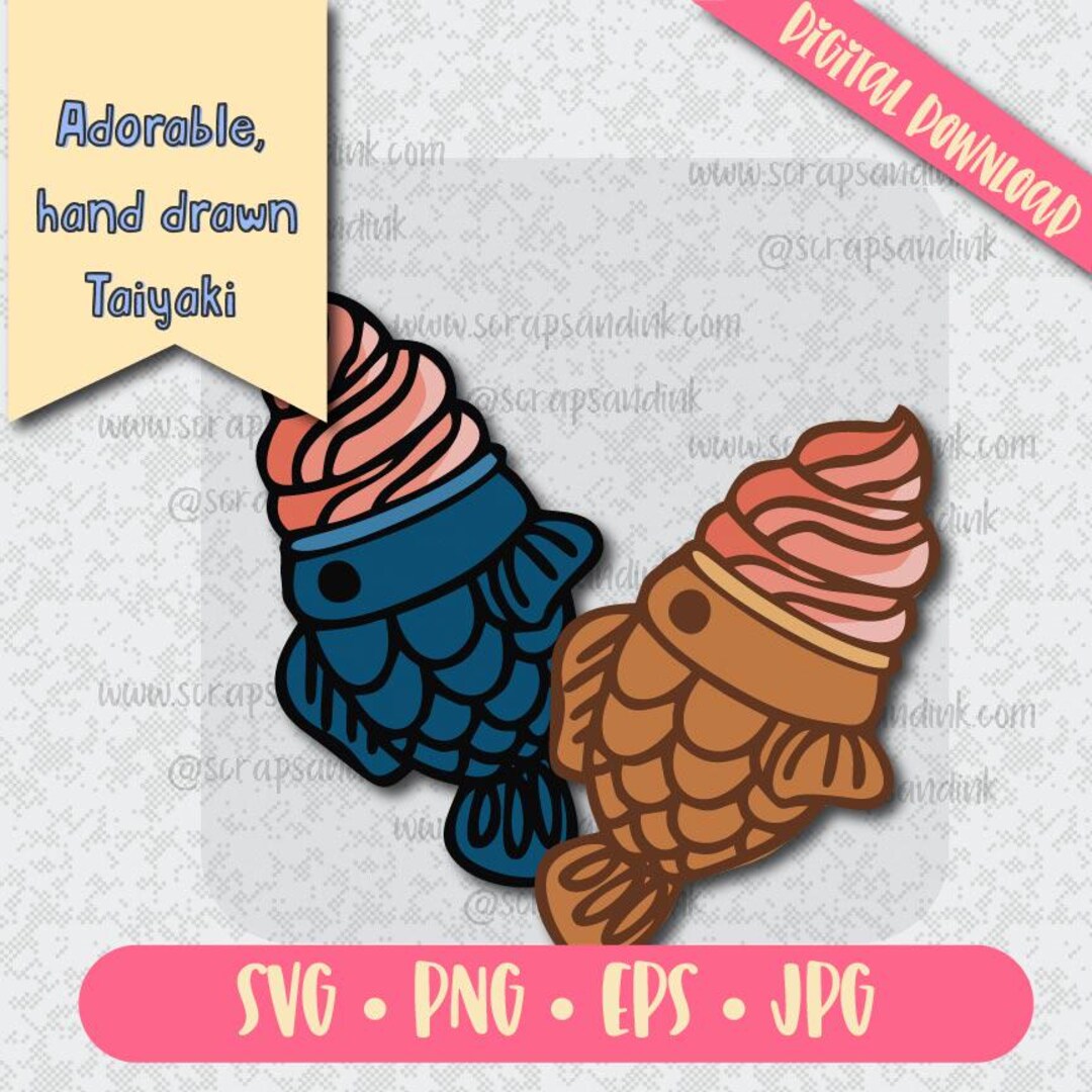 Taiyaki SVG Instant Download Digital Download Japanese Kawaii Food ...
