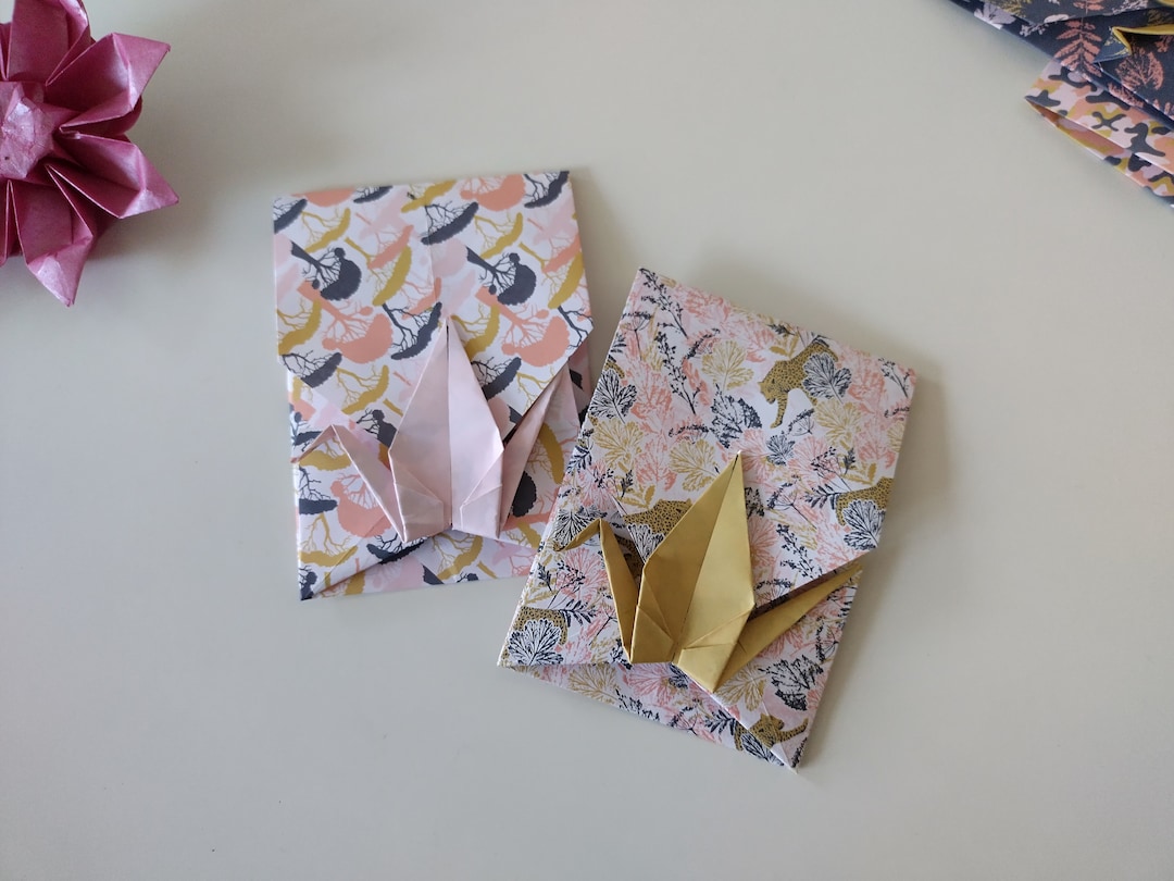 Set of 2 Handmade Origami Crane Envelopes With Safari Patterns / Gift ...