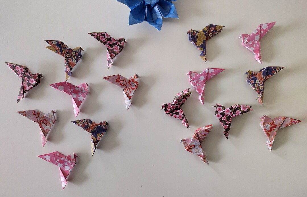 Set of 16 Handmade Origami Little Flower Patterned Flying - Etsy