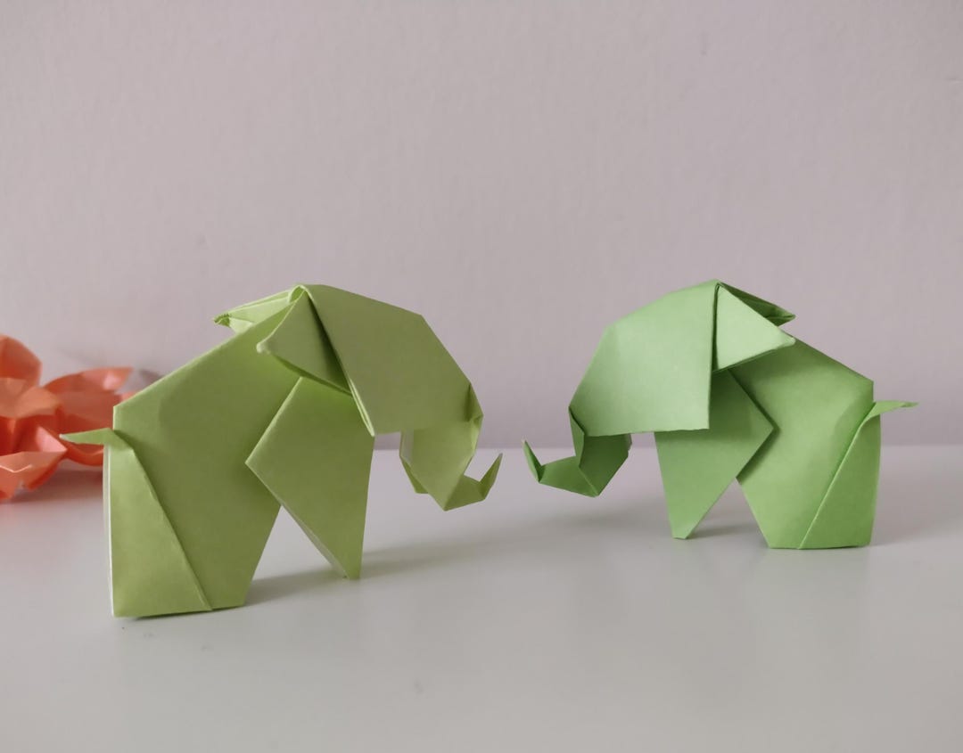 Handmade Green Origami Elephants (set of 2): Eco-friendly Cake Toppers ...