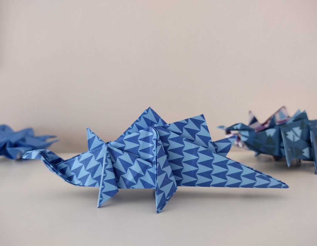 Handmade Origami Stegosaurus: Geometric Paper Dinosaur Decor, Party ...