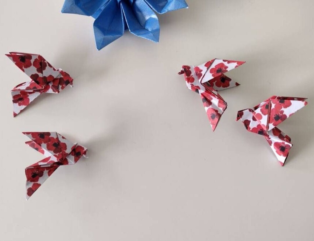 Handmade Origami Little Doves (set of 4): Cherry Blossom Paper ...