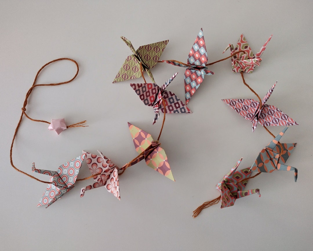 Handmade Origami Cranes Garland in Assorted Pop Patterns / Little ...