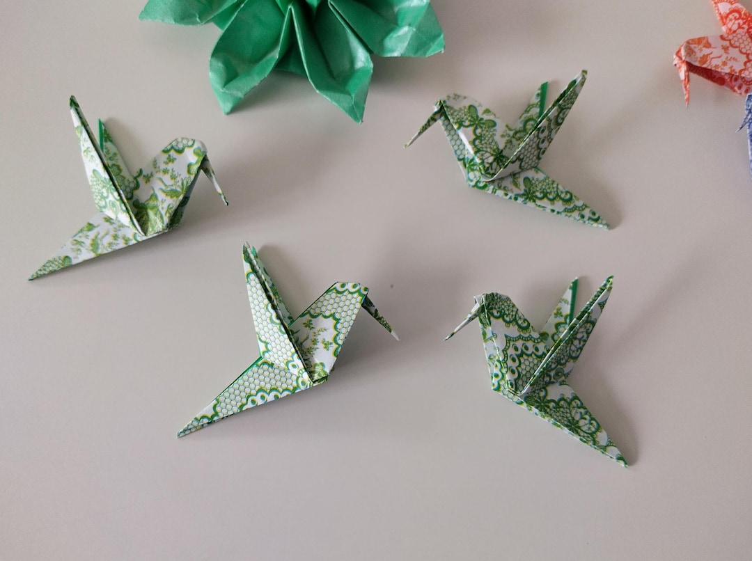 Set of 4 Handmade Origami Little Flying Hummingbirds With Lace Pattern ...
