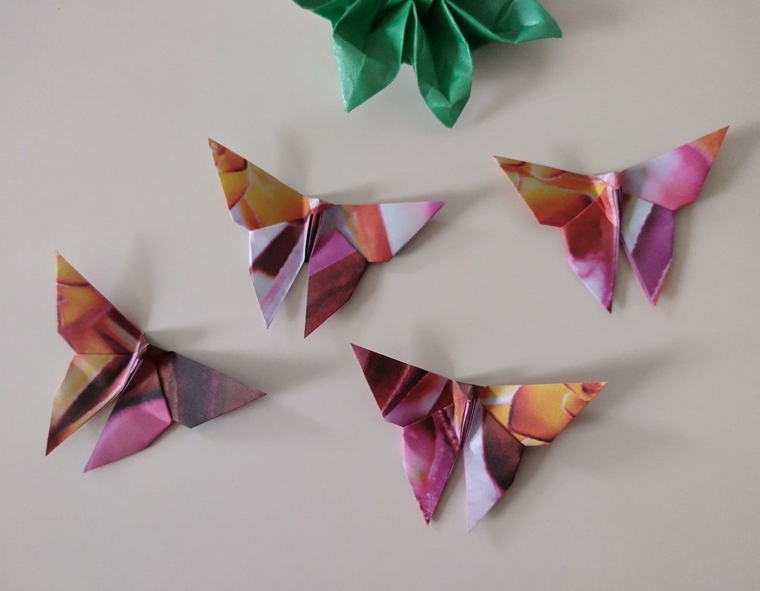 Origami Succulent Butterflies (set of 4): Handmade Paper Gift Toppers ...