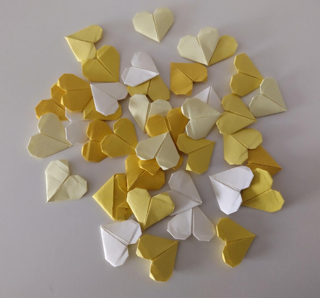 Handmade 2 Cm Mini Origami Hearts: Yellow Paper Accents, Gift Toppers ...