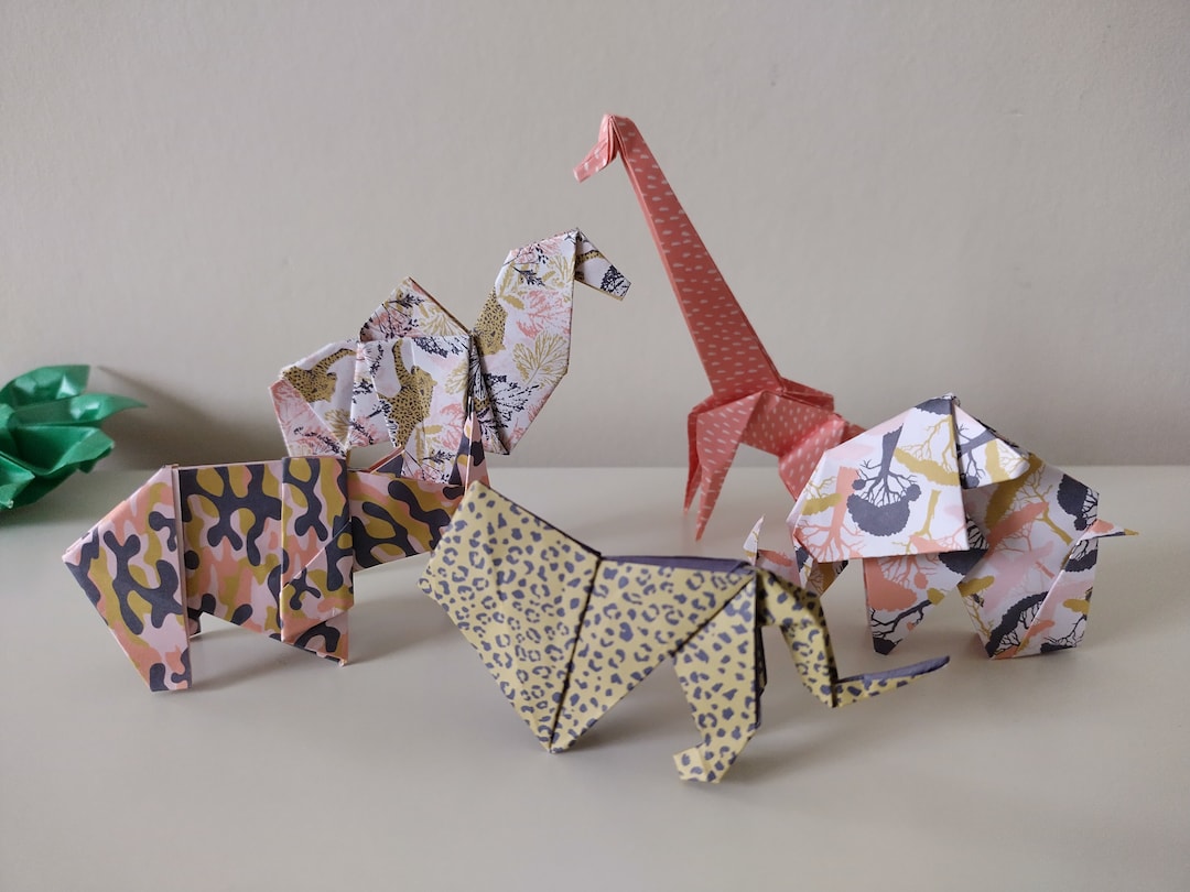 Set of 5 Handmade Origami Animals With Safari Patterns / Mobile ...