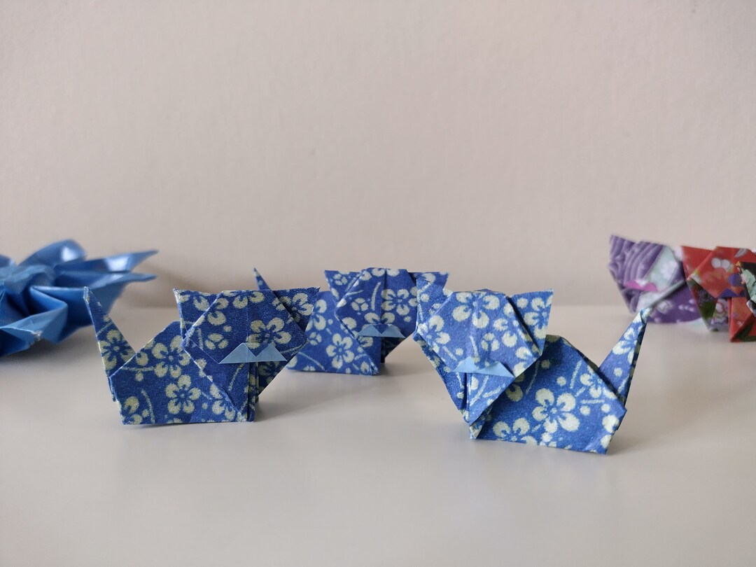 Set of 3 Handmade Origami Mini Cats With Kimono Patterns / Cake Toppers ...