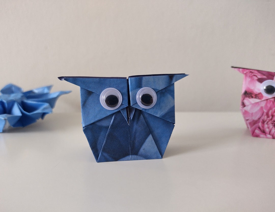 Handmade Origami Blue Owl (nature Patterns) / Pink Orange Owls ...