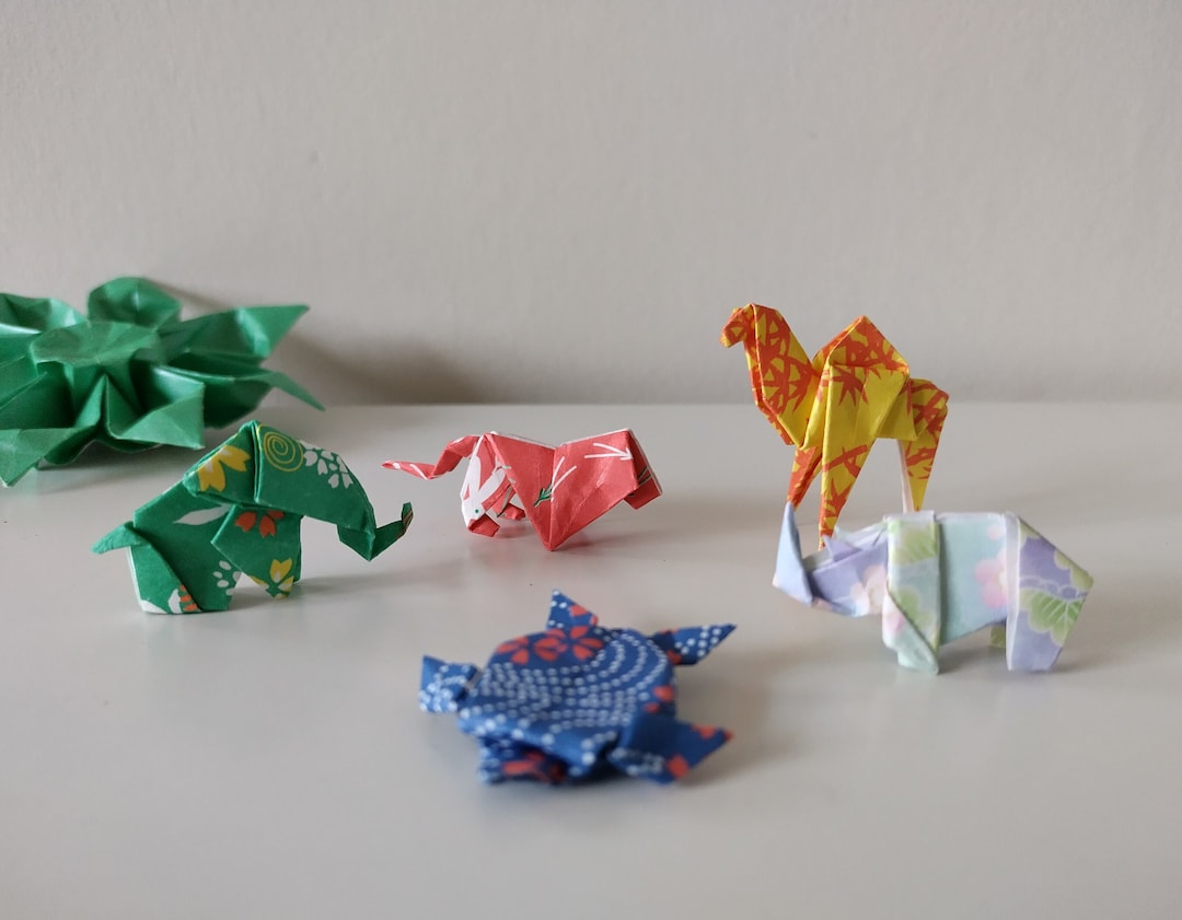 Handmade Origami Miniature Animals (set of 5): Washi Pattern Paper ...