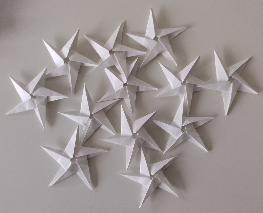 Handmade Origami Little Stars (set of 12): White Paper Wedding ...
