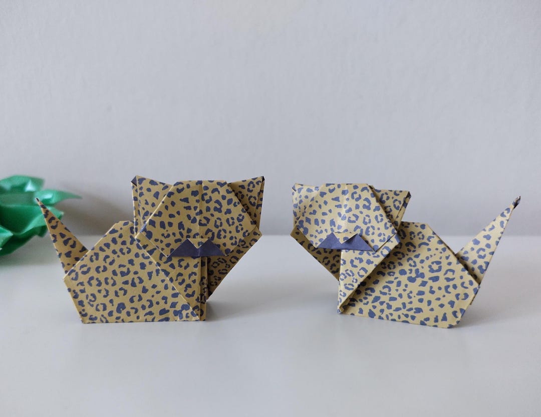 Origami Cats (set of 2): Leopard Print Paper Pets, Eco-friendly Gift ...