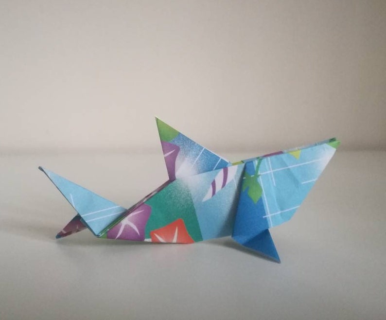 Handmade Blue Patterned Origami Shark flower Pattern / Paper - Etsy