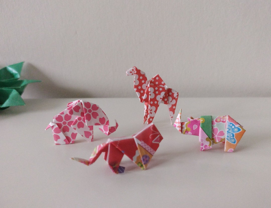 Handmade Origami Miniature Animals (set of 4): Chiyogami Paper ...