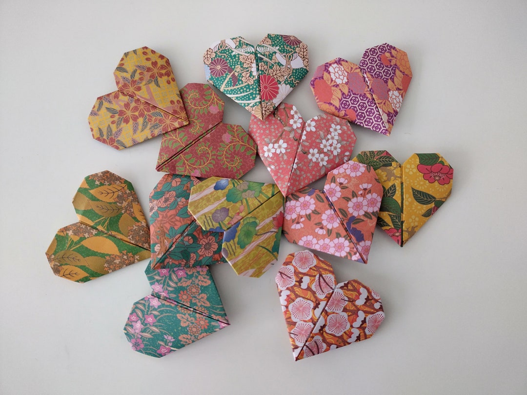 Handmade Origami 5 Cm Little Hearts: Japanese Washi Patterns / Gift ...