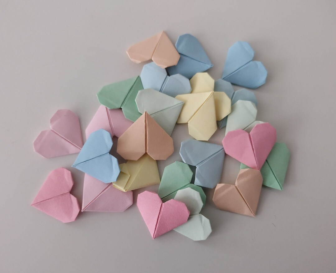 Set of 24 Handmade Origami 2.5 Cm Little Hearts in Pastel Colours ...