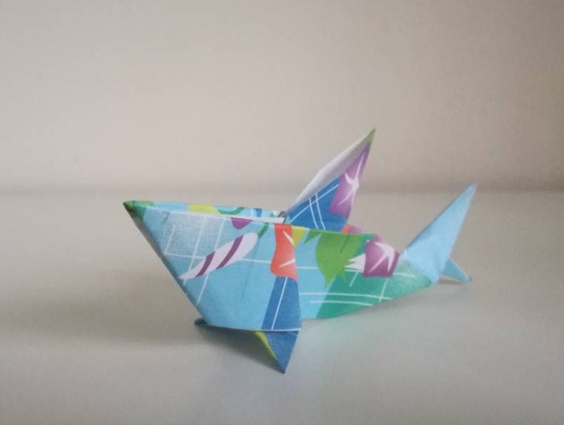 Handmade Blue Patterned Origami Shark flower Pattern / Paper - Etsy