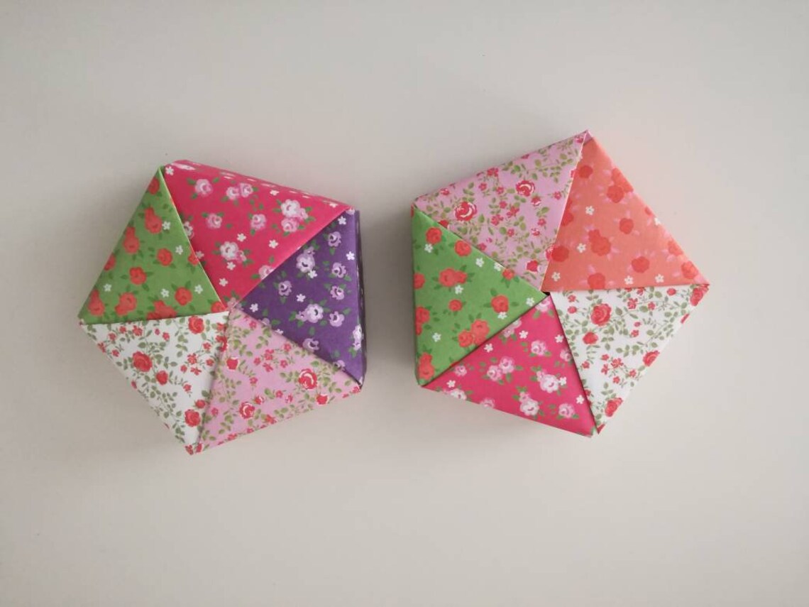 Juego de 2 cajas de regalo de origami pentágono hechas a mano | Etsy