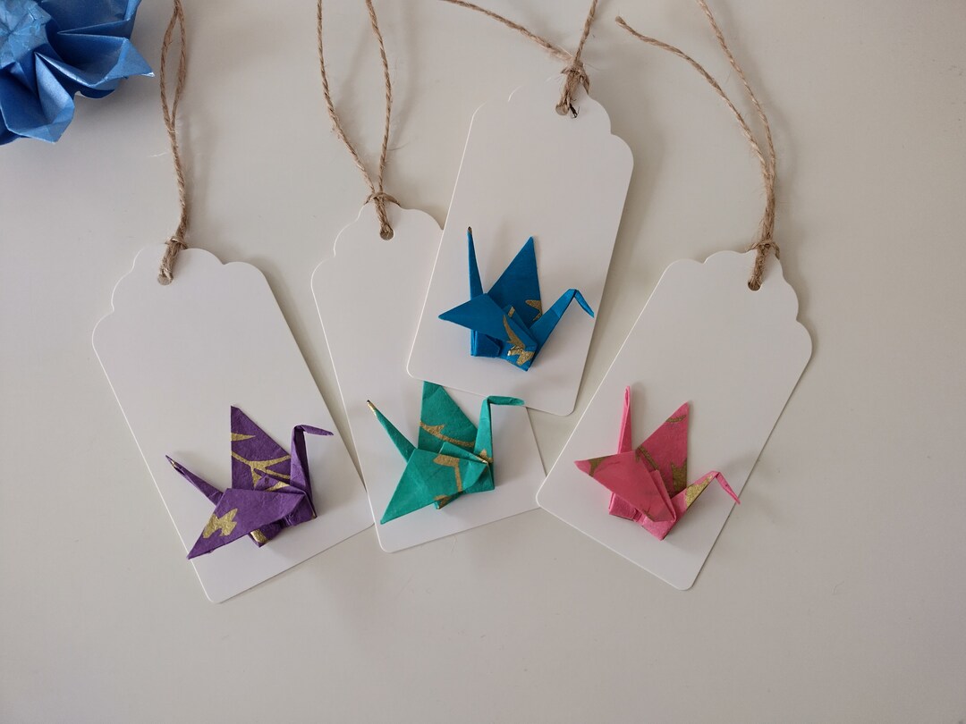 Origami Crane Gift Tags (set of 4): Lokta Paper Decor, Eco-friendly ...