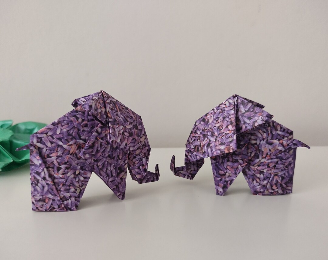 Handmade Origami Elephants (set of 2): Nature Pattern Paper Decorations ...