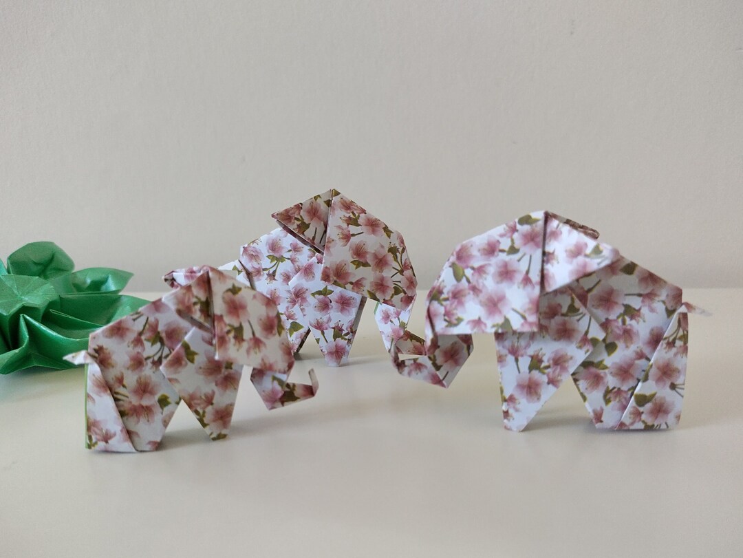 Handmade Origami Elephant Family: Cherry Blossom Paper Decorations ...