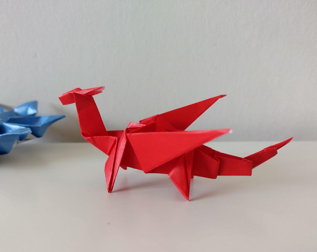 Handmade Origami Red Dragon / Origami Fairy Tales / Fantasy Creatures ...