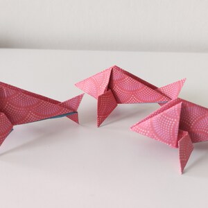 Set of 10 Handmade Origami Blue and Red Patterned Sea Creatures fish ...