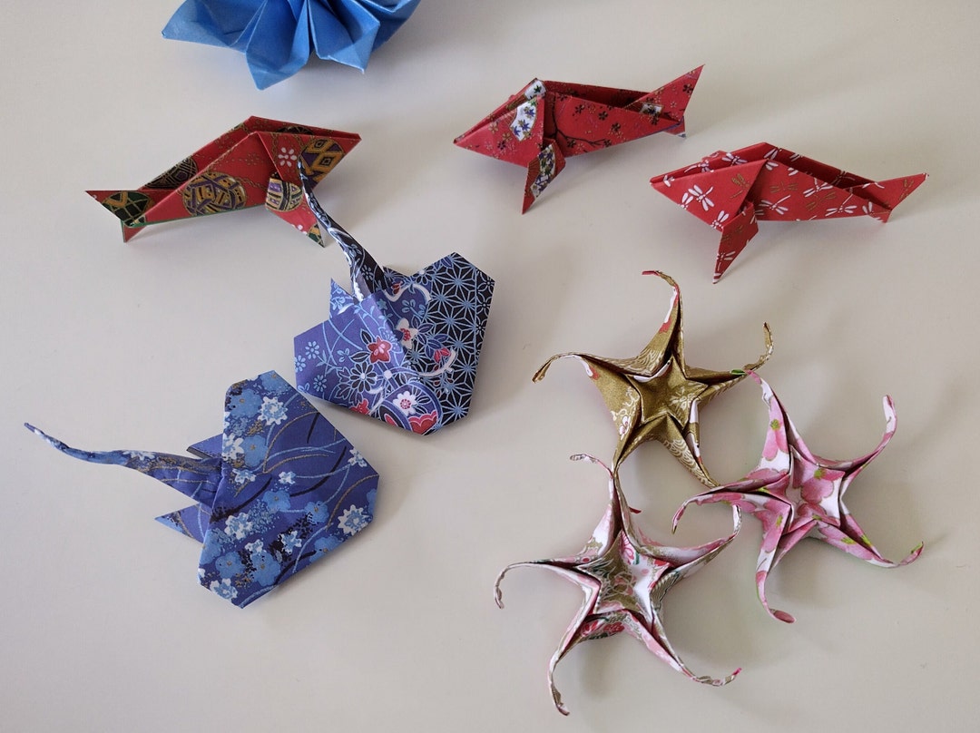 Set of 8 Handmade Origami Sea Creatures (fish, Starfish and Stingrays ...