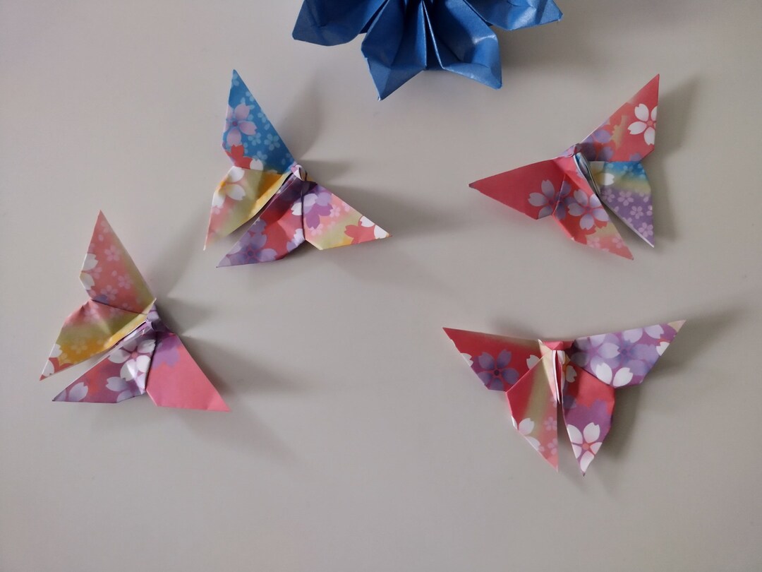 Set of 4 Handmade Origami Little Pink Flower Patterned - Etsy