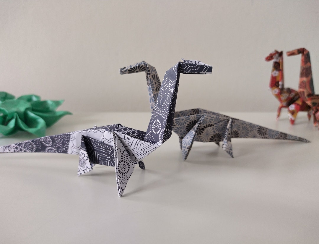 Handmade Origami Dinosaurs Brontosaurus (set of 2): Japanese Washi ...