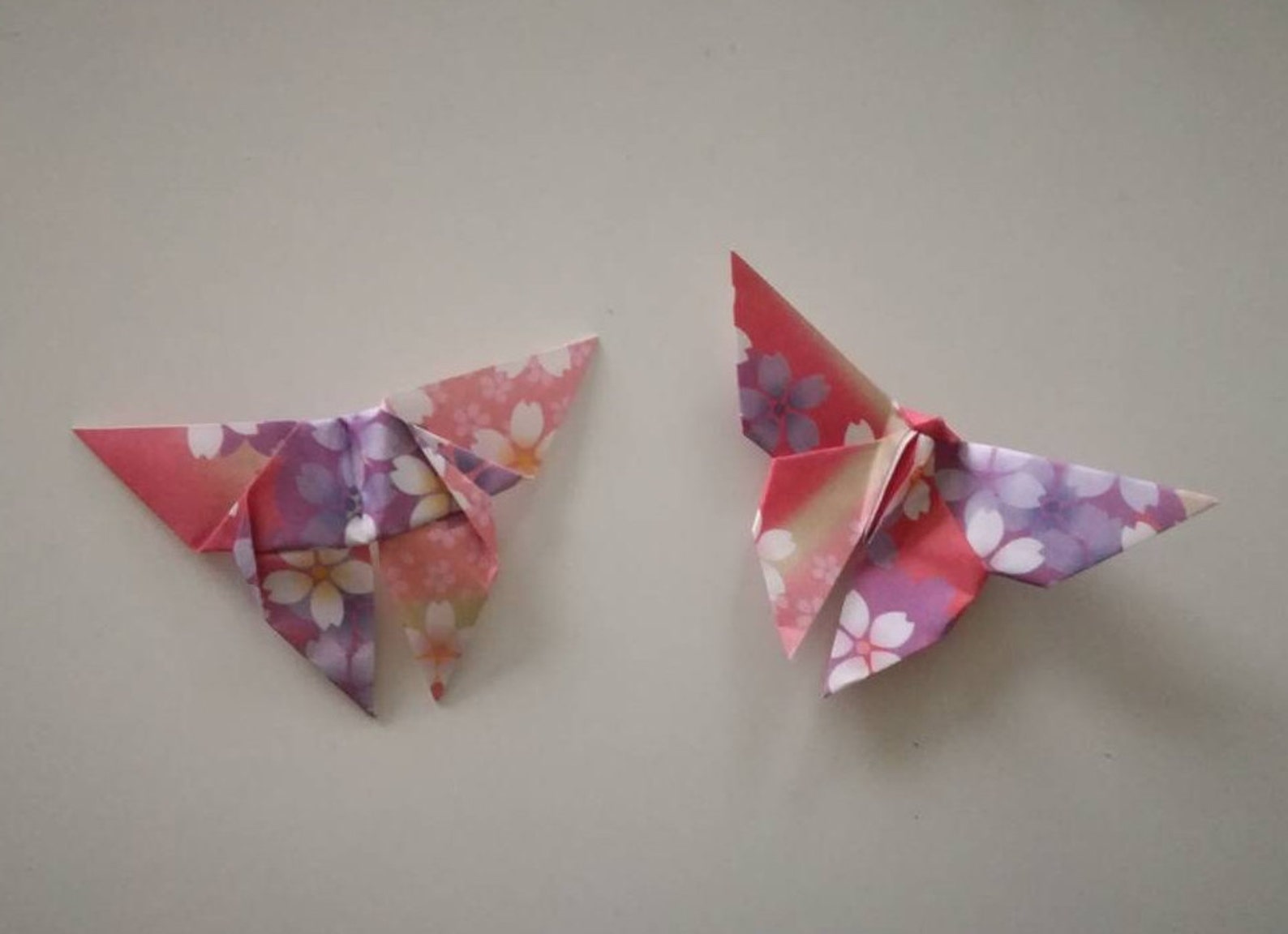 Set of 4 Handmade Origami Little Pink Flower Patterned - Etsy