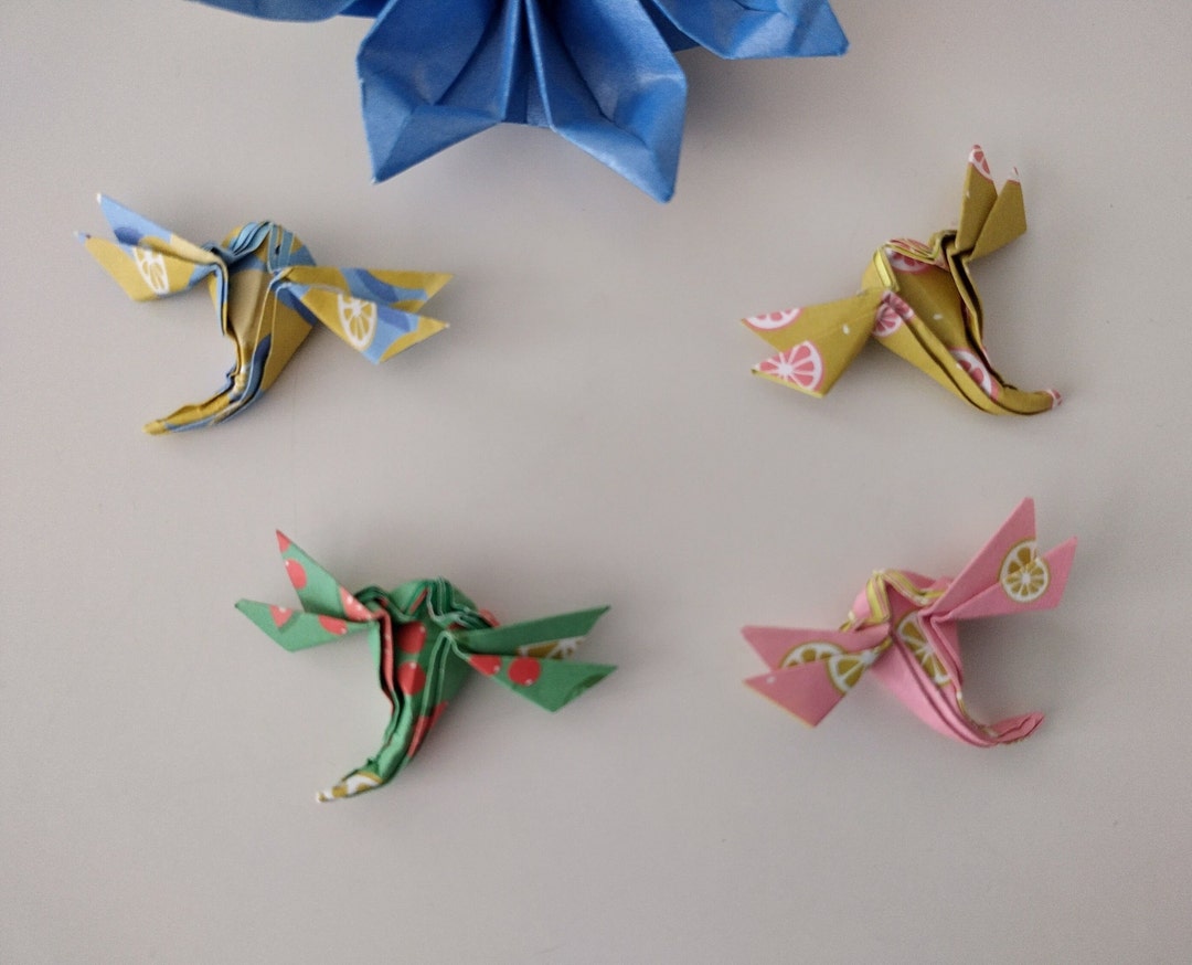 Set of 4 Handmade Origami Little Fruit Patterned Dragonflies / Party ...