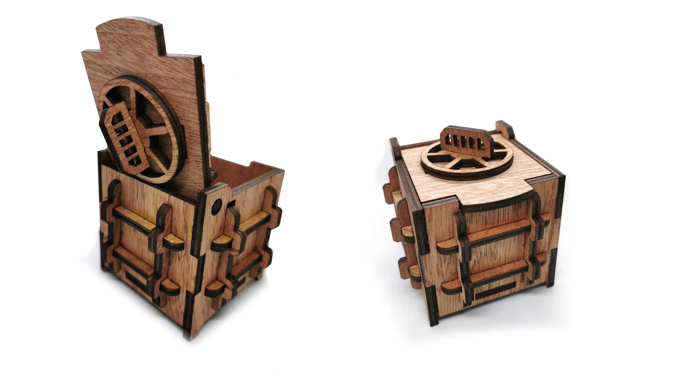 Mechanical Safe Box Laser Cut File, SVG Wooden 3d Puzzle Coin Bank CNC ...