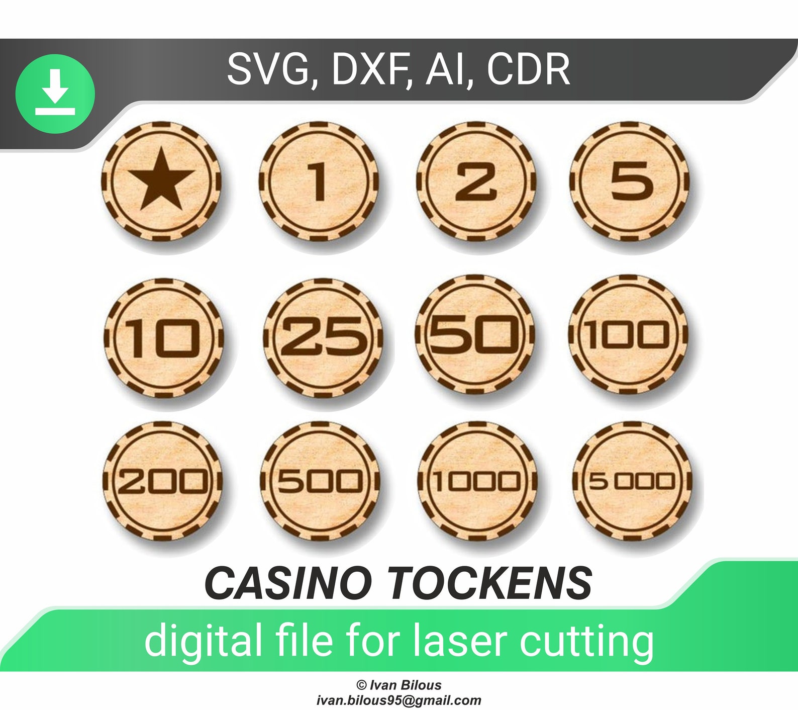 Laser Cut Wood Dxf Files for Laser Engraved Poker Chips Laser - Etsy